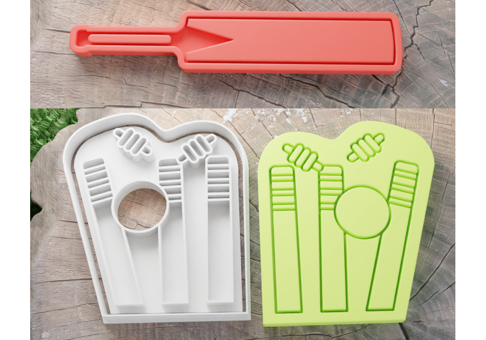 Cricket Bat and Stumps Cookie Cutter / Stamp / Fondant / Icing